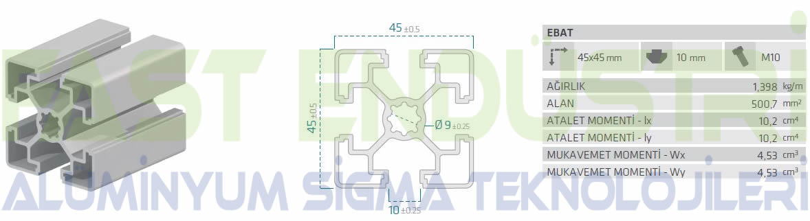 45×45 Light Sigma Profil - Fast Endüstri