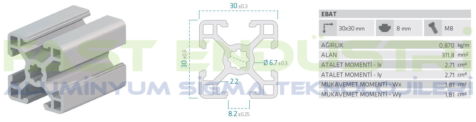 30×30 Süperlight Sigma Profil - Alüminyum Sigma Profil Sistemleri